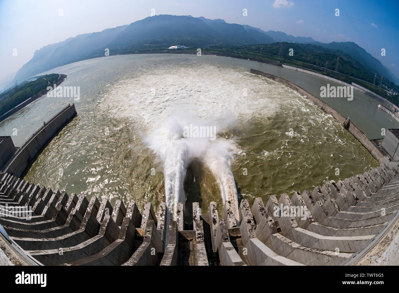 Yichang. 23rd June, 2019. Photo taken on June 23, 2019 shows water ...