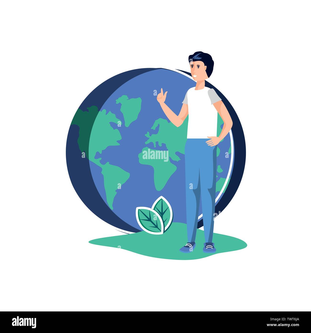 Man avatar and planet design, Sustainability eco friendly green recycle ...