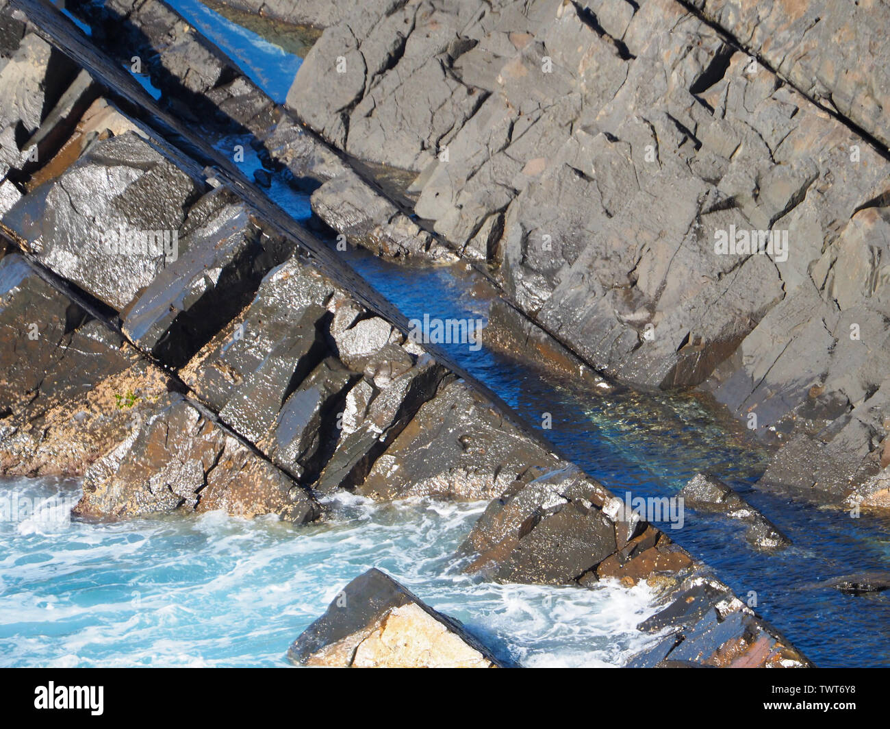 Natural geometry patterns. Diagonal lines of angular hard edged solid ...