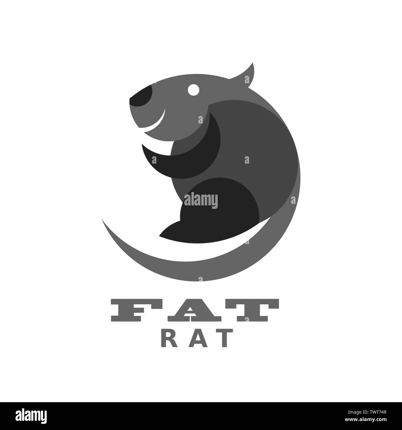 Simple shape of rat, icon or logo for web, mouse design with shadow on ...
