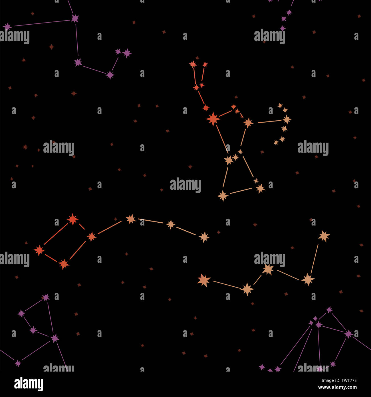 set of constellation seamles patterns with random stars Stock Photo - Alamy