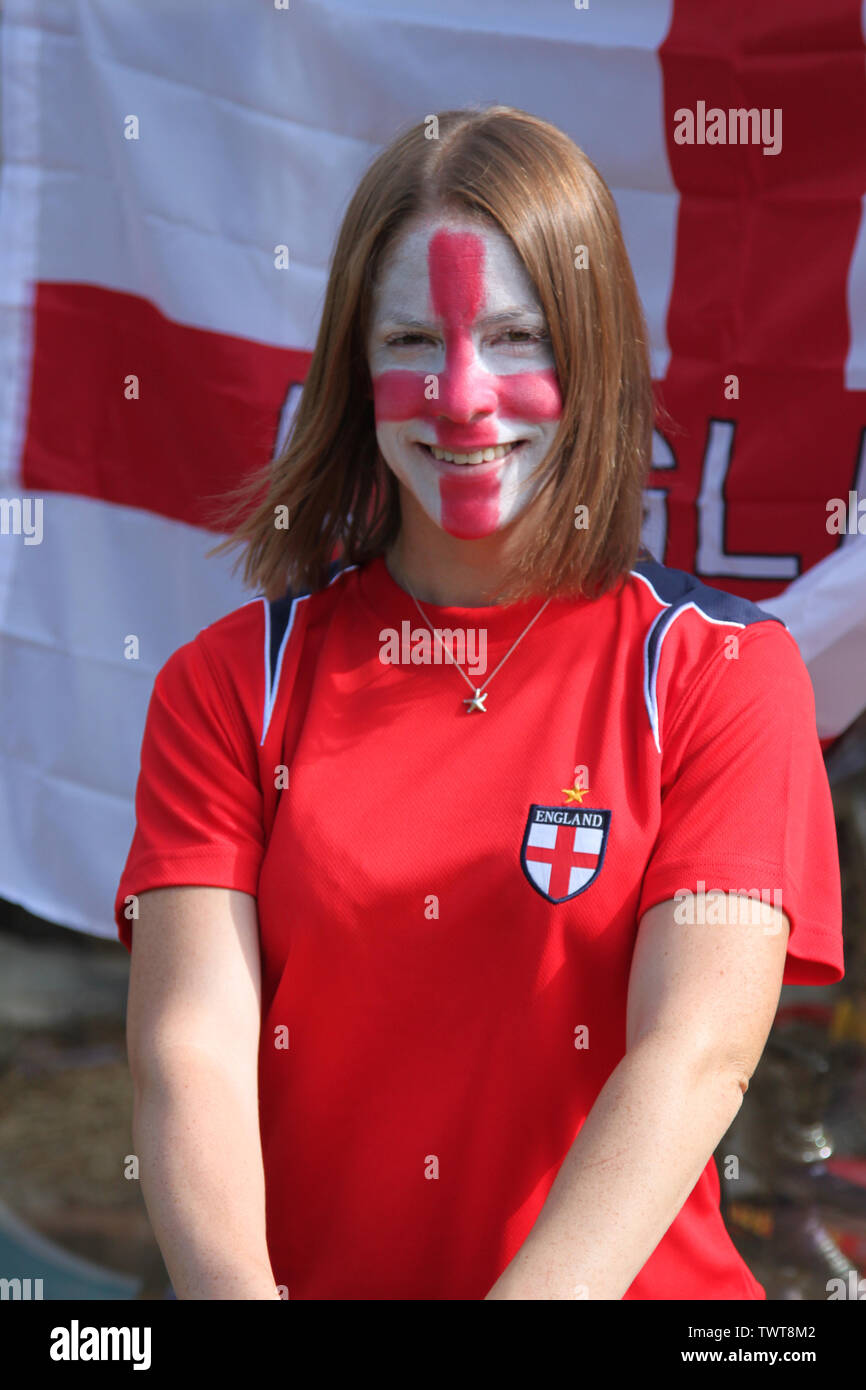 England football fan face paint woman hi-res stock photography and ...