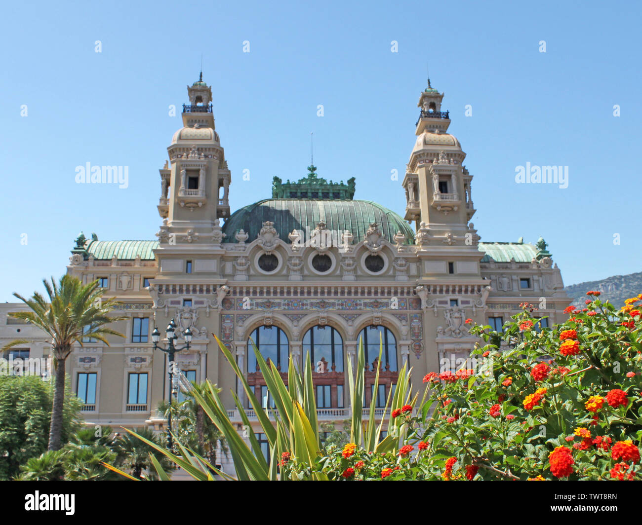 Monte-Carlo, Monaco – August 3, 2013: The Opera de Monte-Carlo, seaside ...