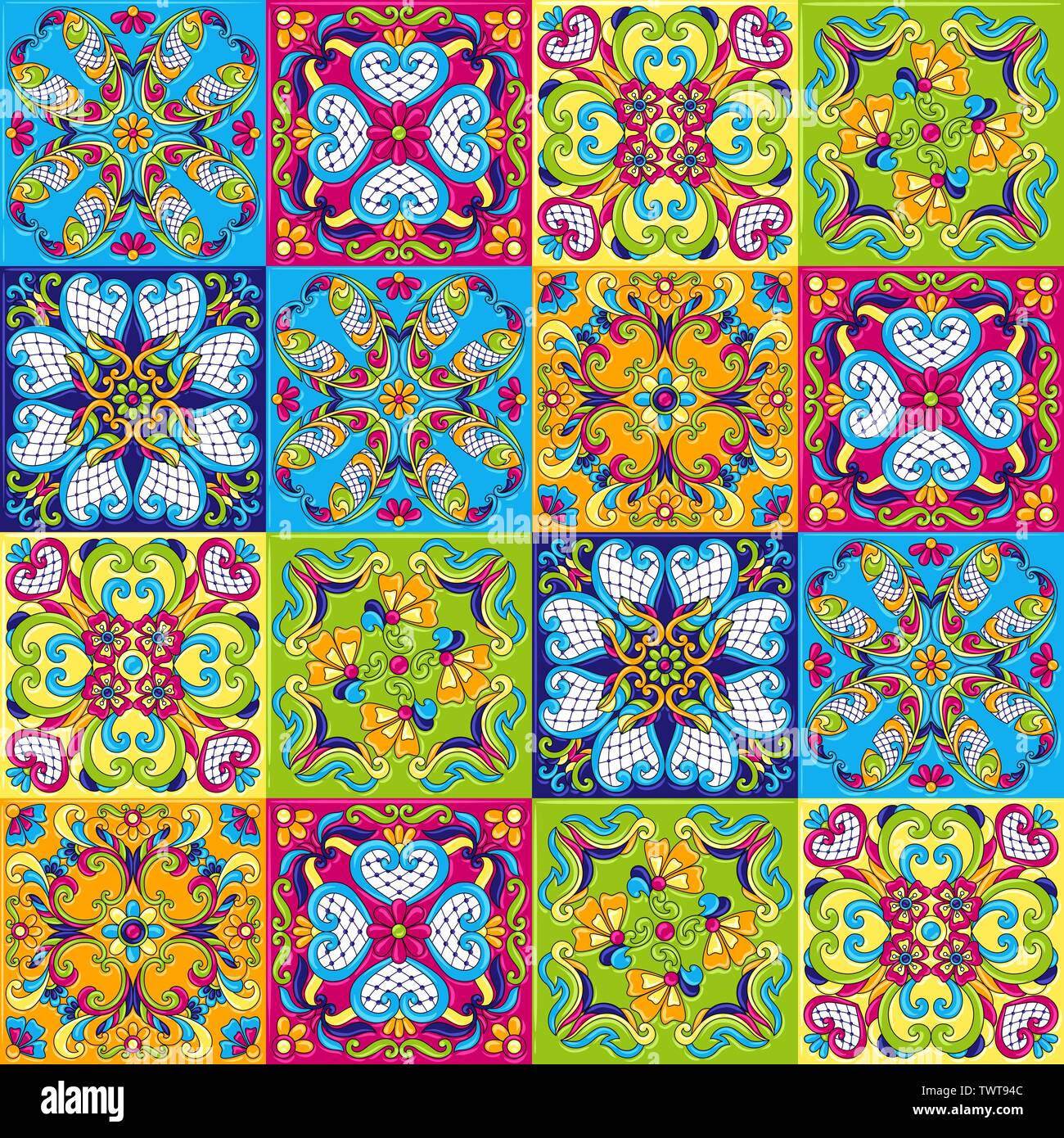 Mexican talavera ceramic tile pattern Stock Vector Image & Art - Alamy