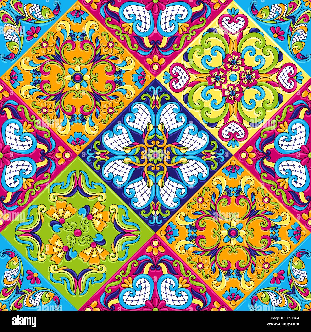 Mexican talavera ceramic tile pattern Stock Vector Image & Art - Alamy