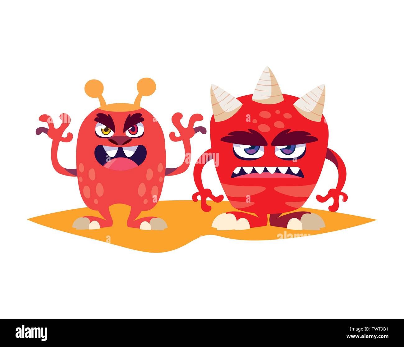 funny monsters comic characters colorful vector illustration design ...