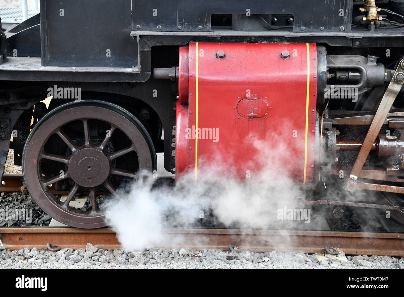 K190 Red Steam Train at Victorian Era Geelong Train Station Melbourne ...