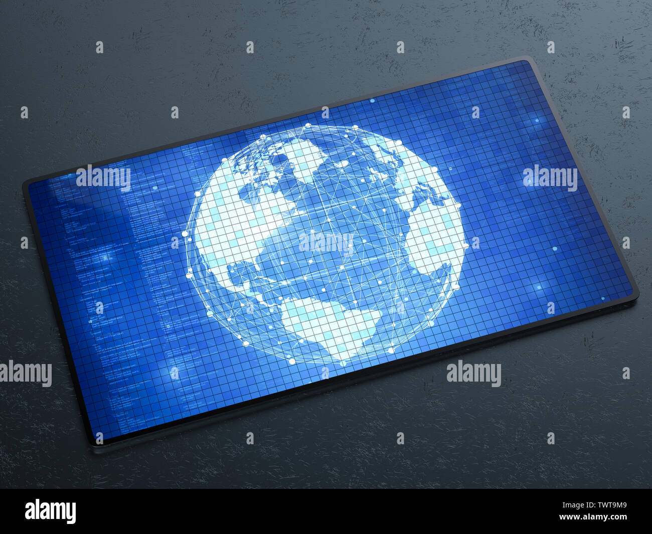 Globalization technology concept with 3d rendering digital tablet ...