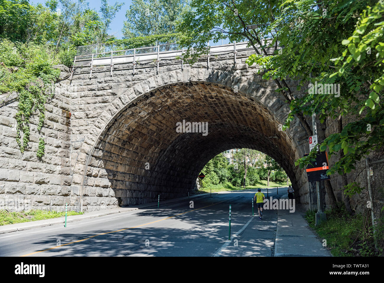 Views of the Glen road tunnel in Westmount, Montreal, Canada Stock ...