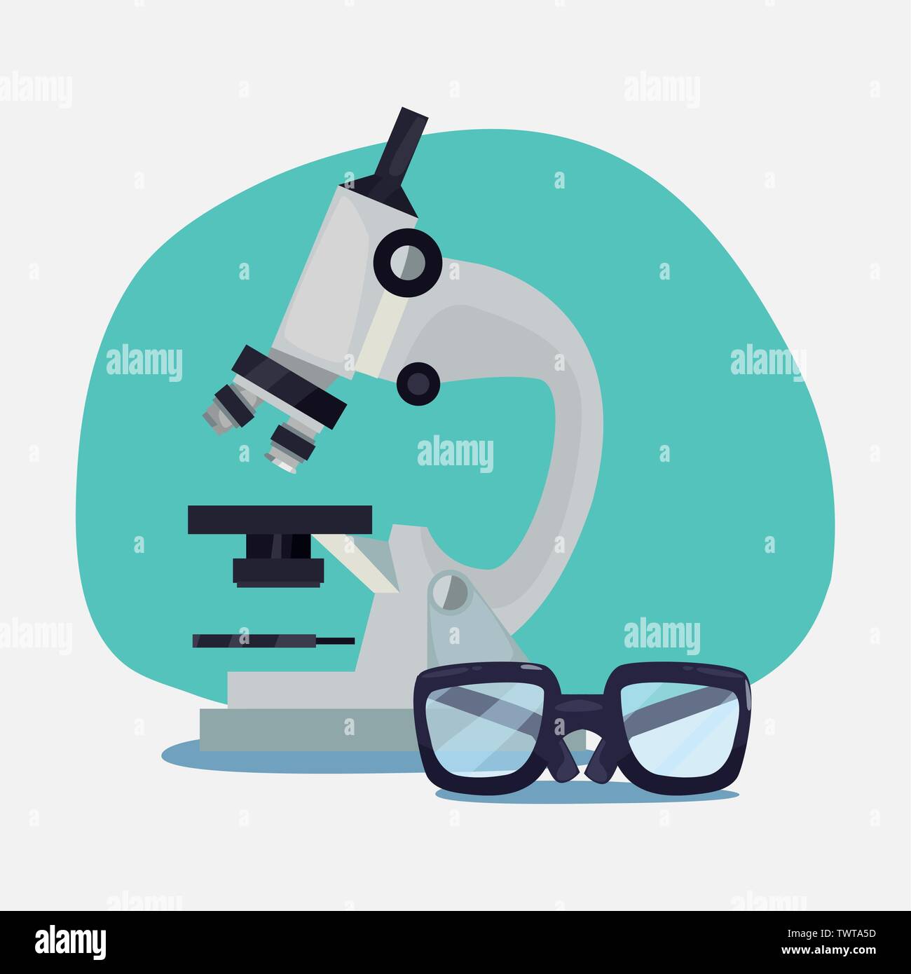 back to school supplies laboratory microscope eyeglasses vector ...