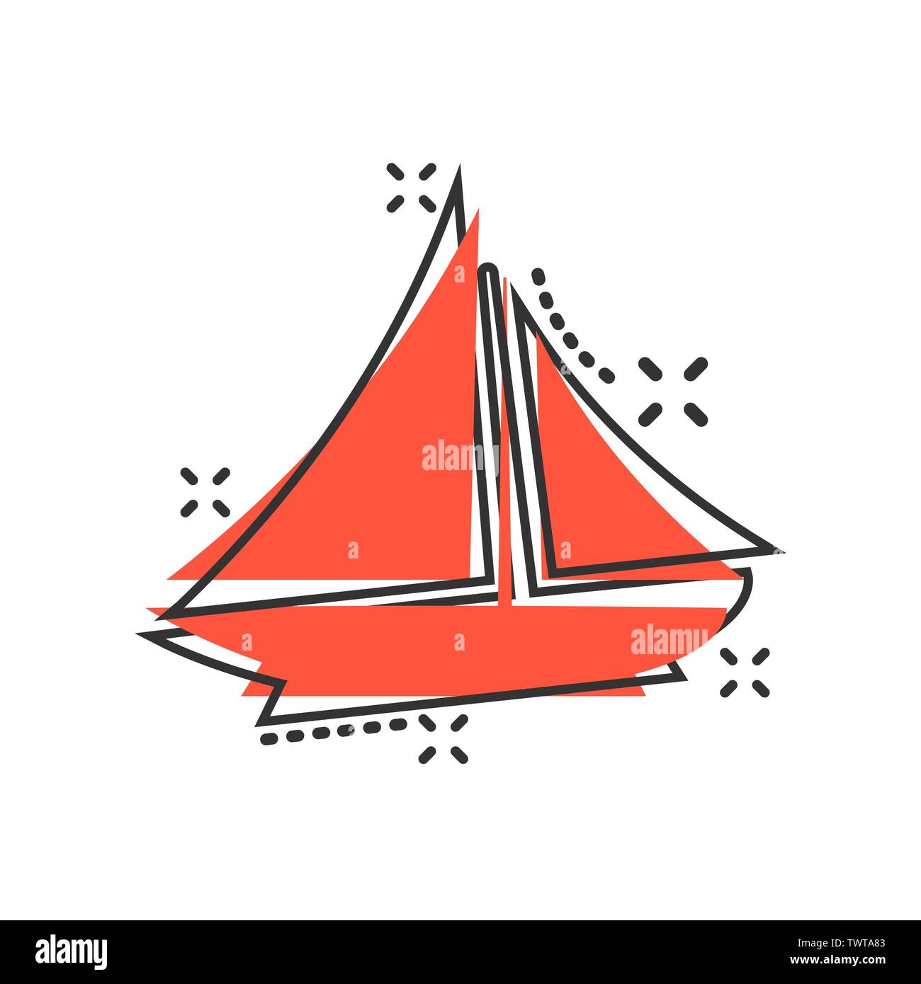 Ship cruise sign icon in comic style. Cargo boat vector cartoon ...