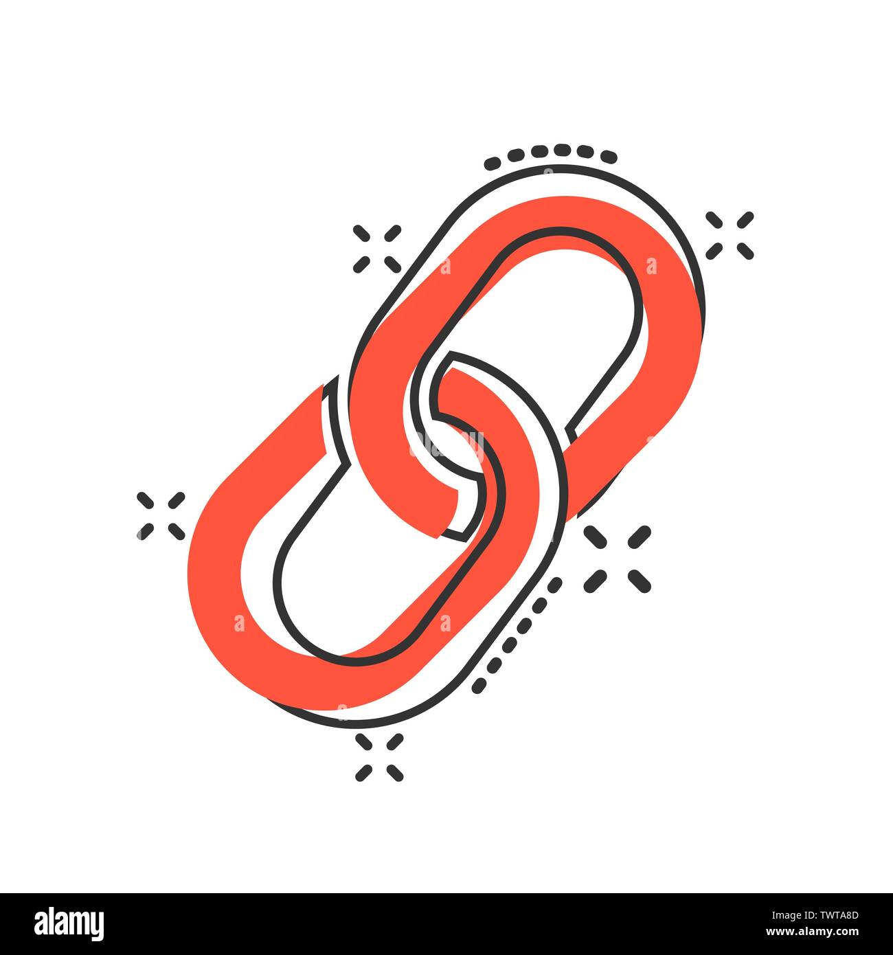 Chain sign icon in comic style. Link vector cartoon illustration on ...