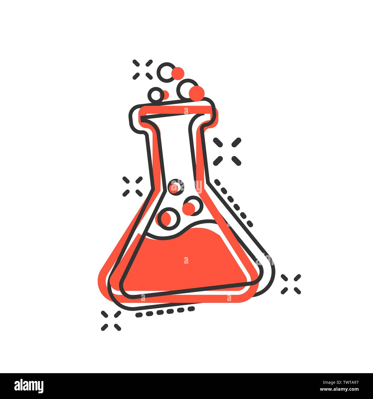Chemistry beakers sign icon in comic style. Flask test tube vector ...