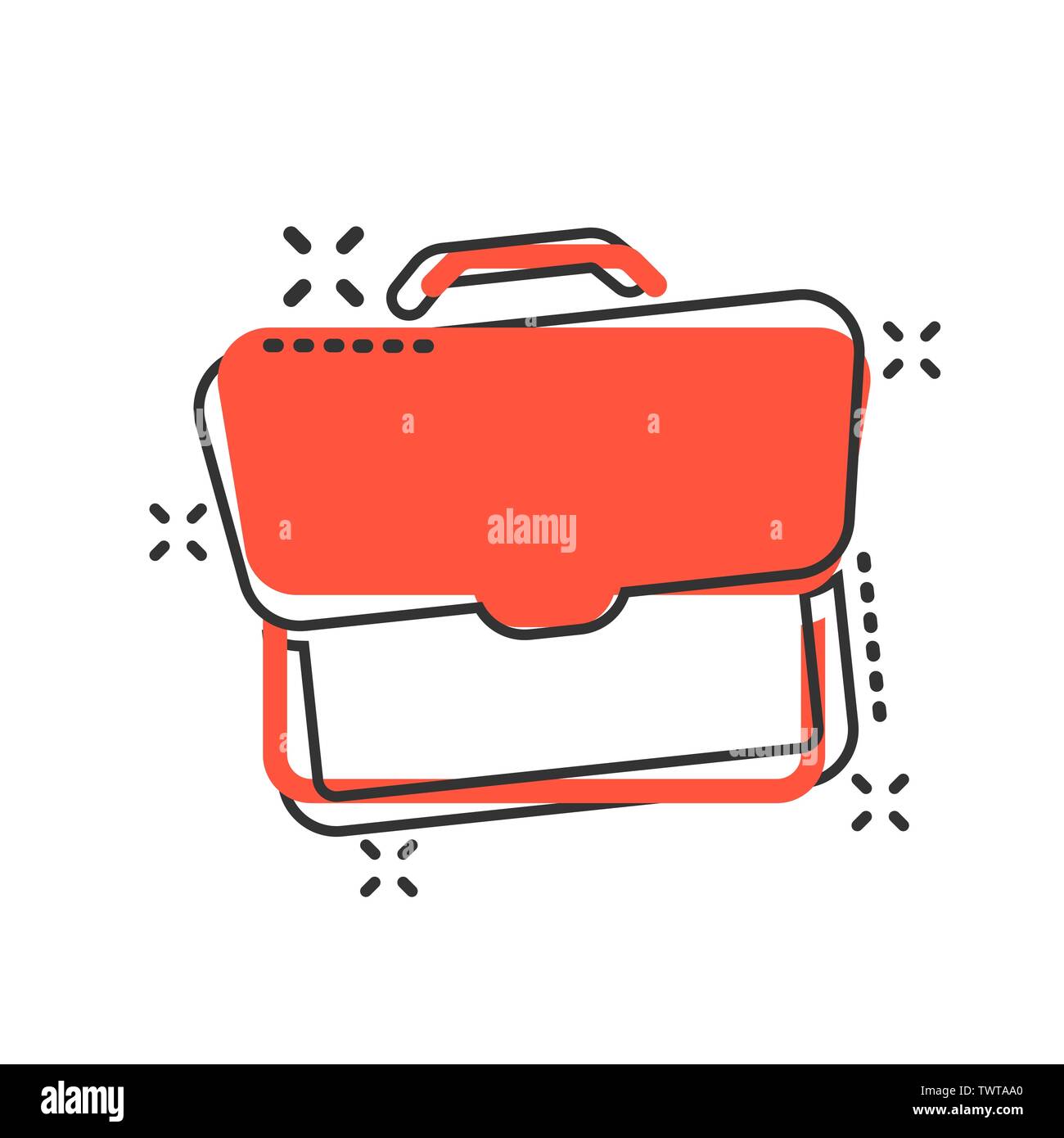Briefcase sign icon in comic style. Suitcase vector cartoon ...