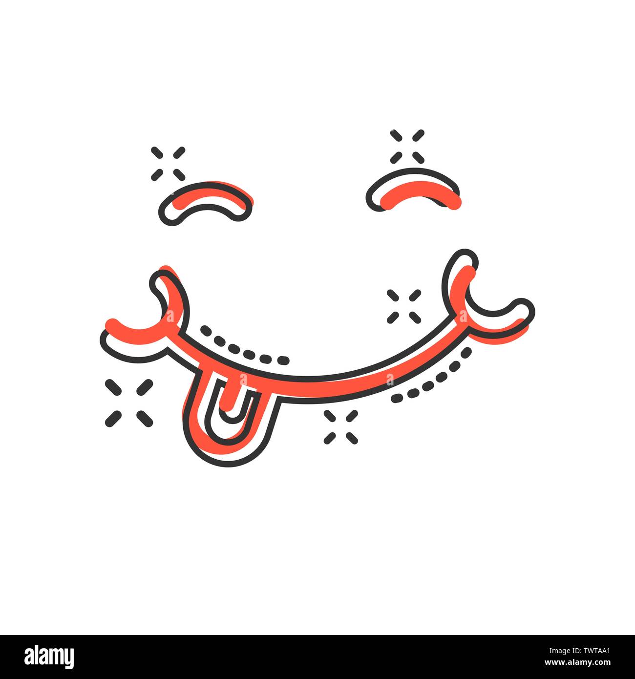 Smile face icon in comic style. Tongue emoticon vector cartoon ...