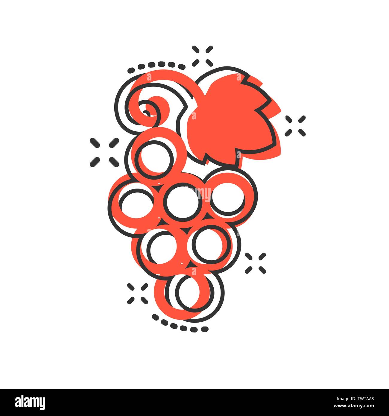 Grape fruits sign icon in comic style. Grapevine vector cartoon ...