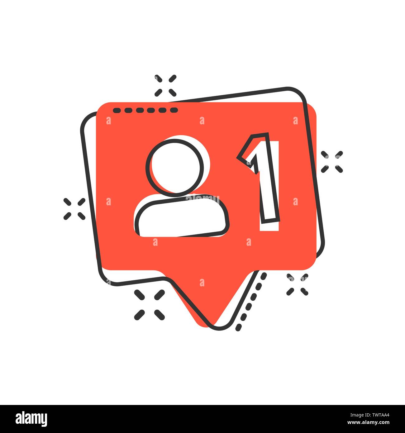 Social media notification sign icon in comic style. Like, comment ...