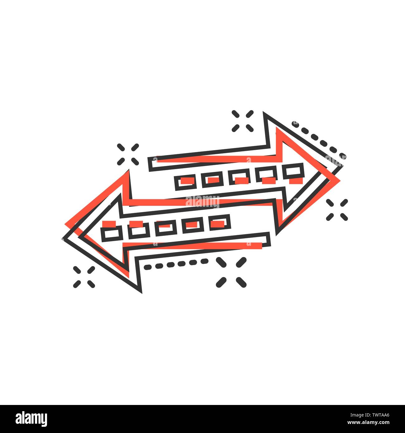 Reverse arrow sign icon in comic style. Refresh vector cartoon ...