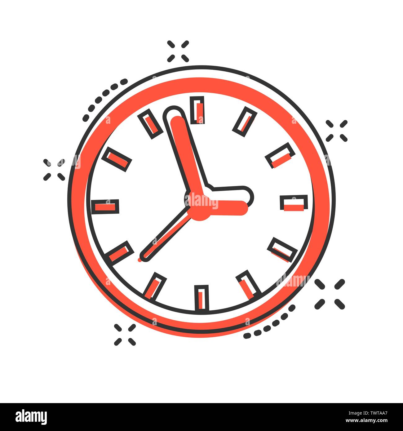 Clock sign icon in comic style. Time management vector cartoon ...