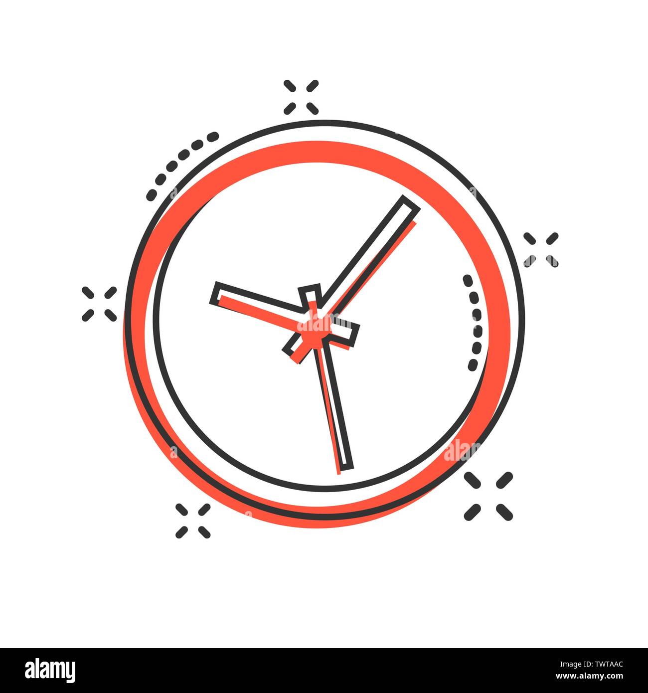 Clock sign icon in comic style. Time management vector cartoon ...