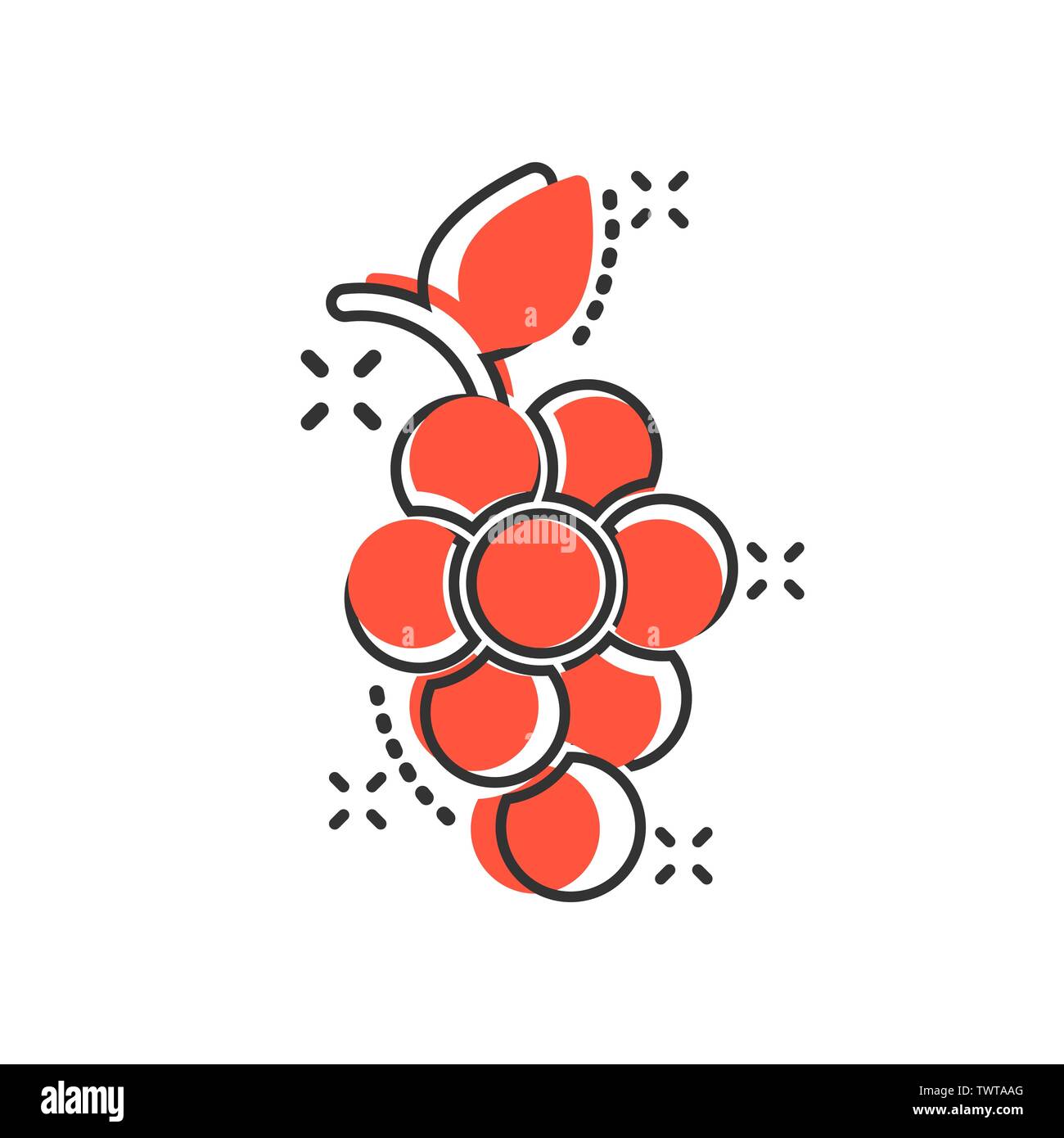 Grape fruits sign icon in comic style. Grapevine vector cartoon ...