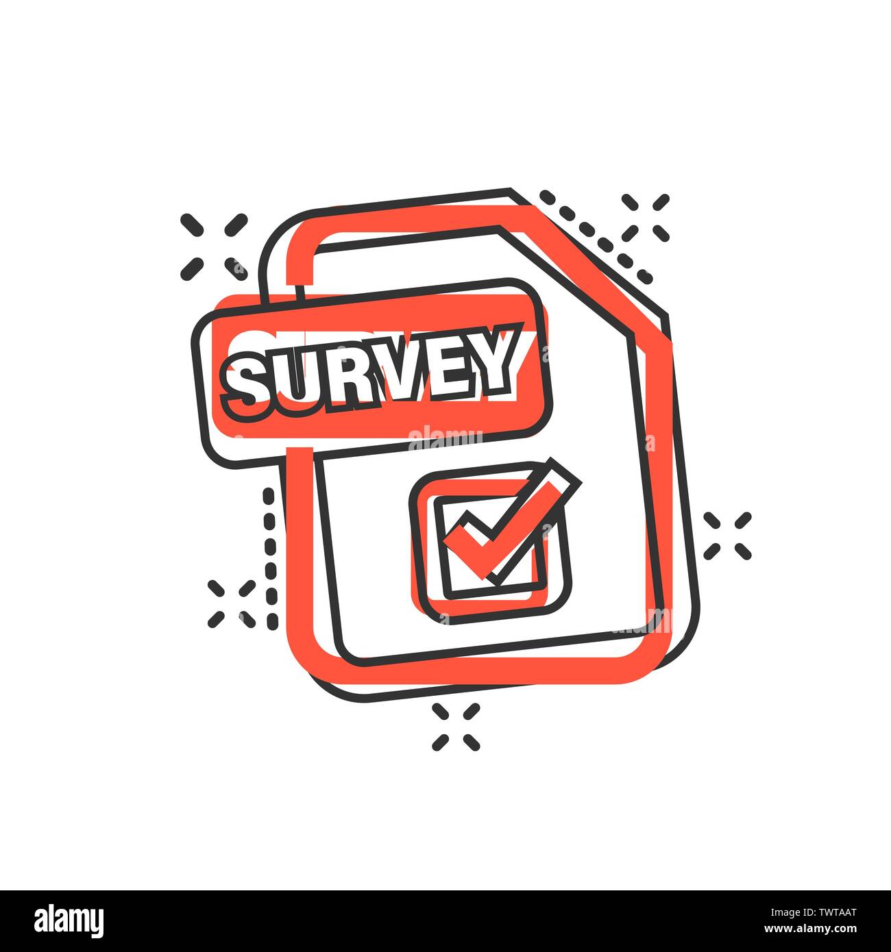 Checklist document sign icon in comic style. Survey vector cartoon ...