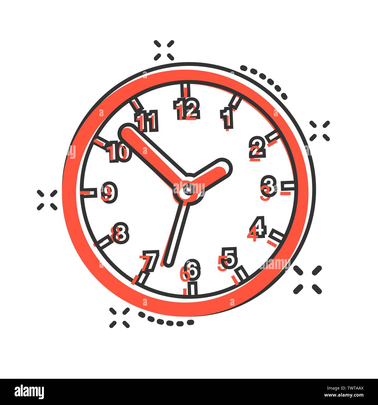 Clock sign icon in comic style. Time management vector cartoon ...