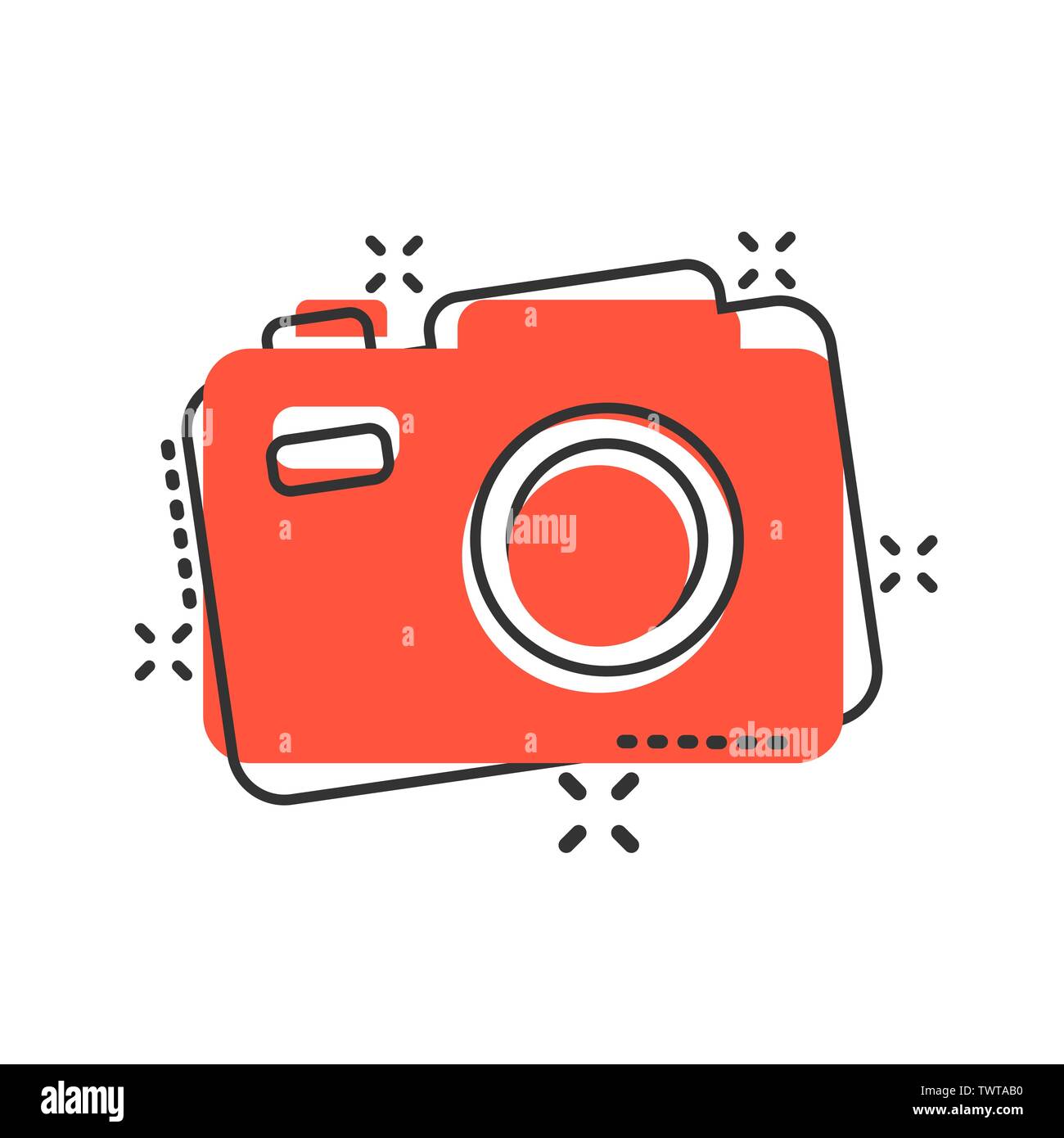 Camera device sign icon in comic style. Photography vector cartoon ...