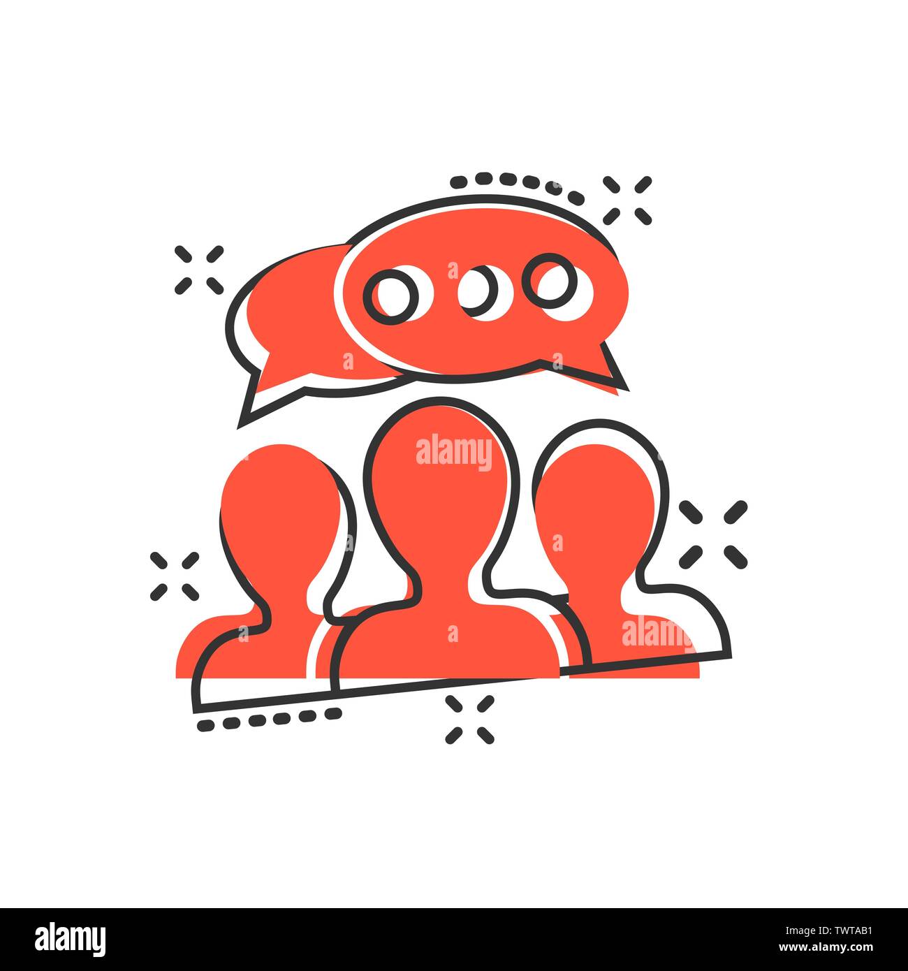 Speak chat sign icon in comic style. Bubble dialog vector cartoon ...
