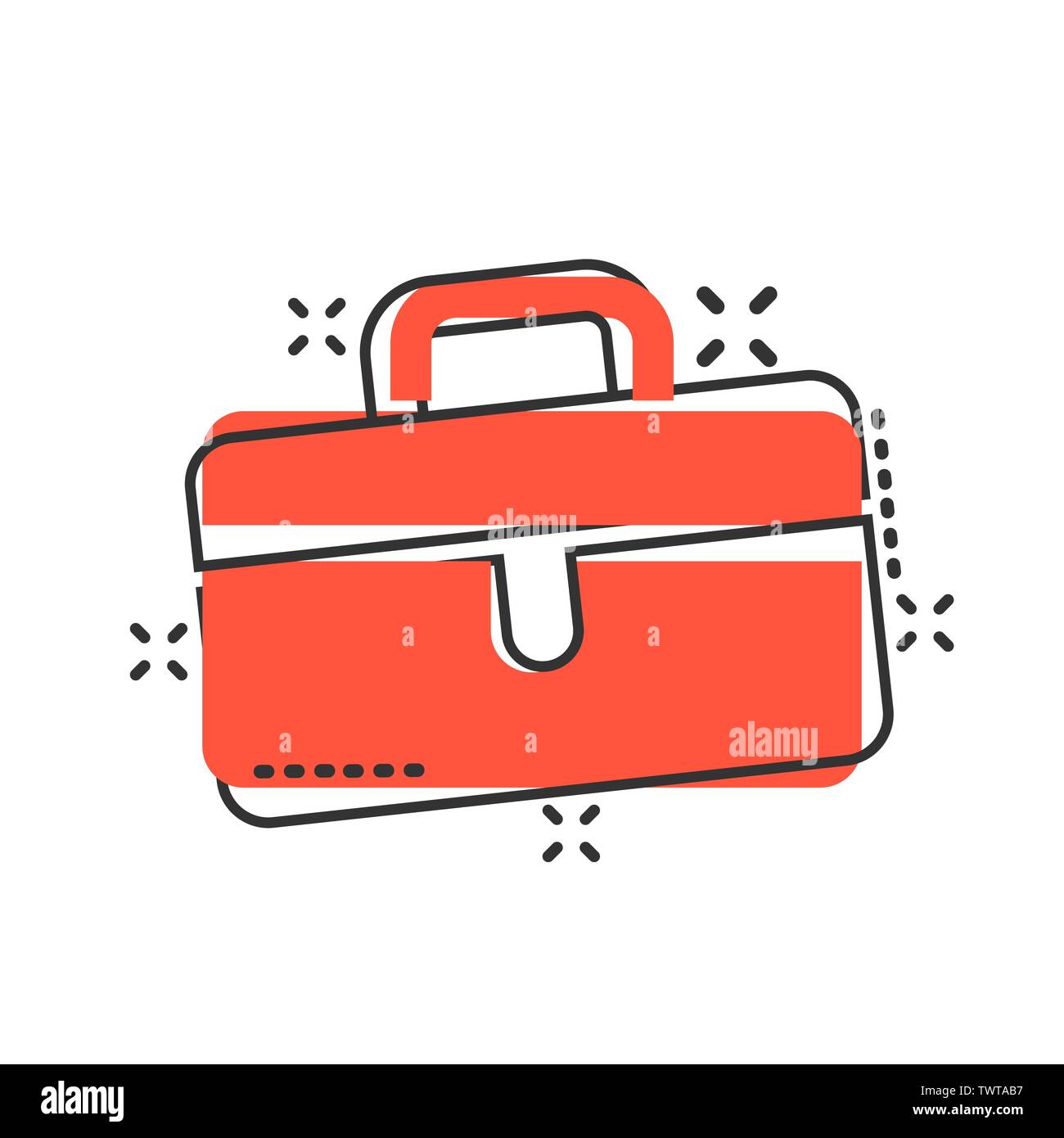 Briefcase sign icon in comic style. Suitcase vector cartoon ...