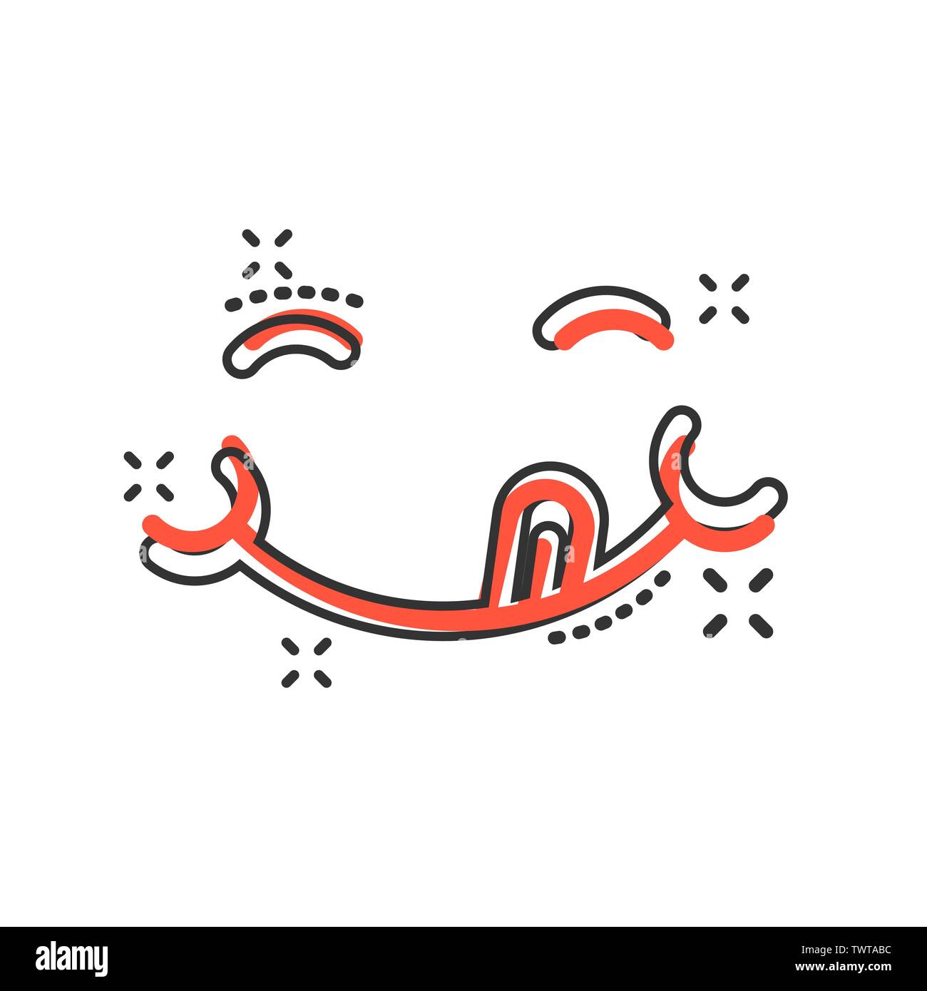 Smile face icon in comic style. Tongue emoticon vector cartoon ...