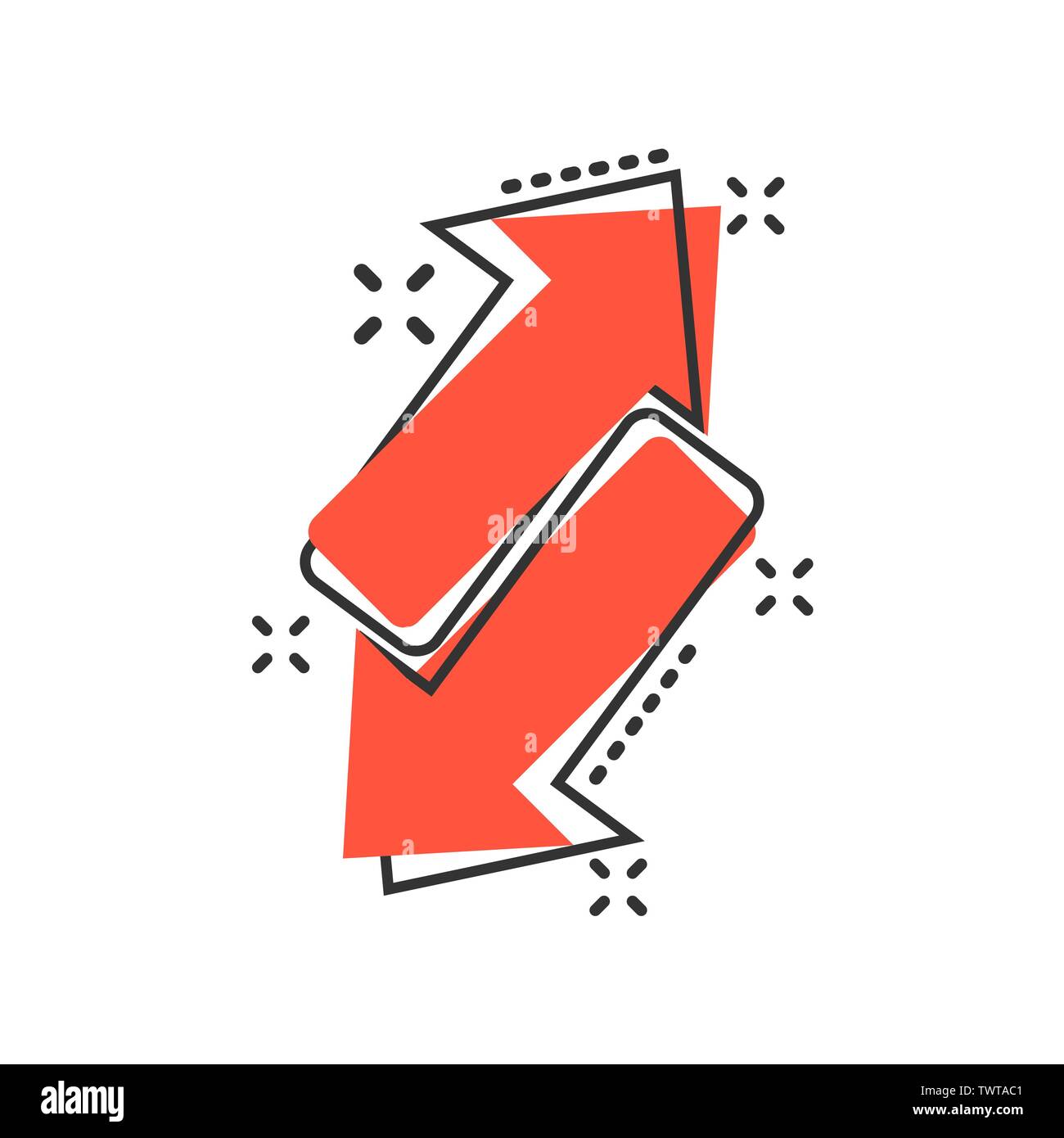 Reverse arrow sign icon in comic style. Refresh vector cartoon ...