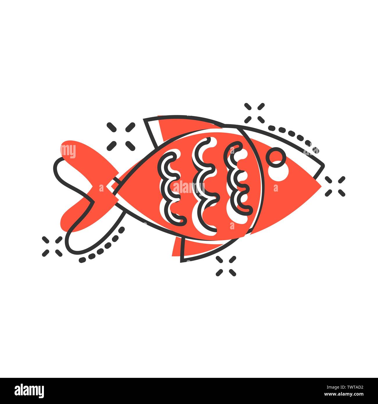 Fish sign icon in comic style. Goldfish vector cartoon illustration on ...