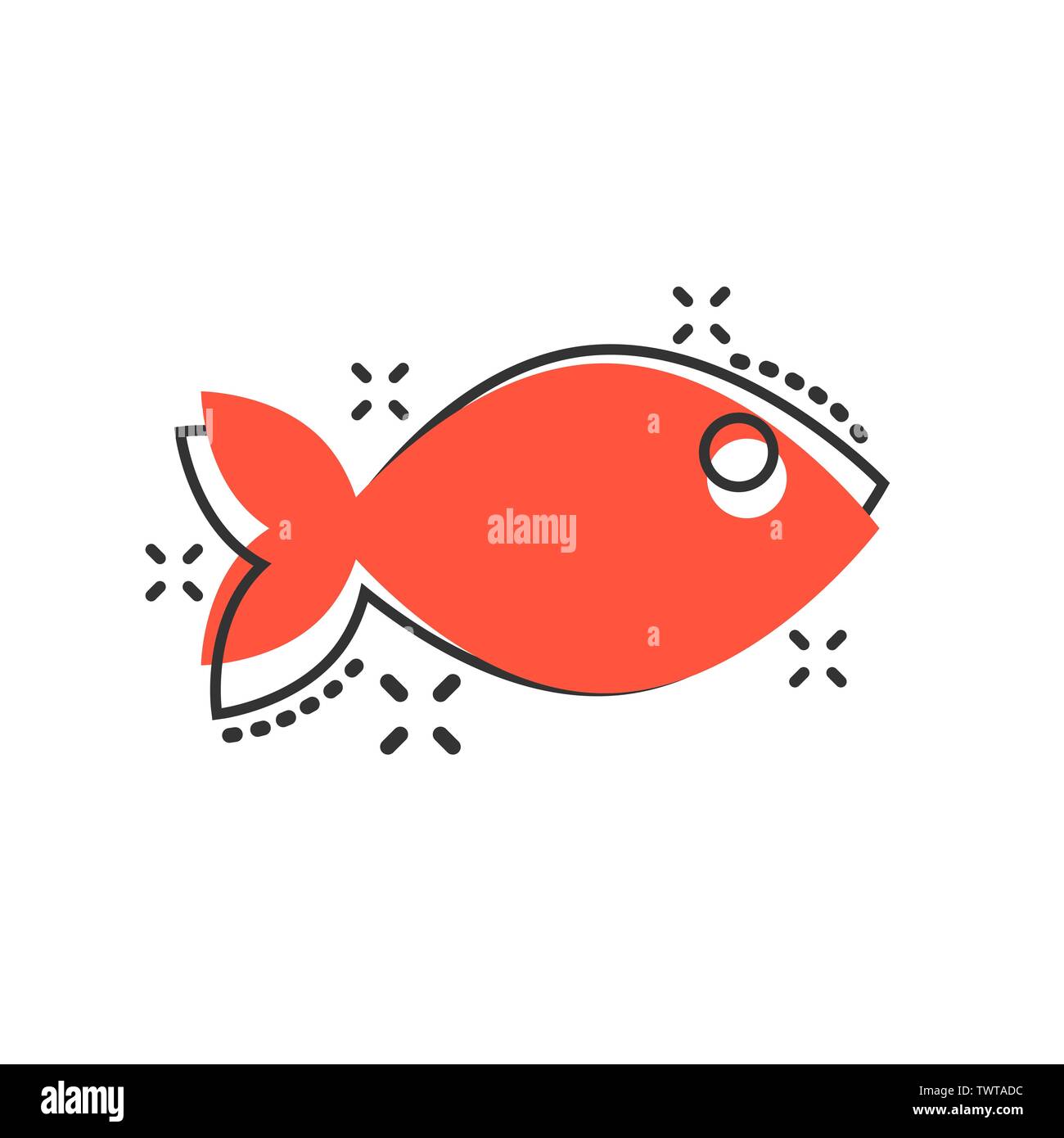 Fish sign icon in comic style. Goldfish vector cartoon illustration on ...