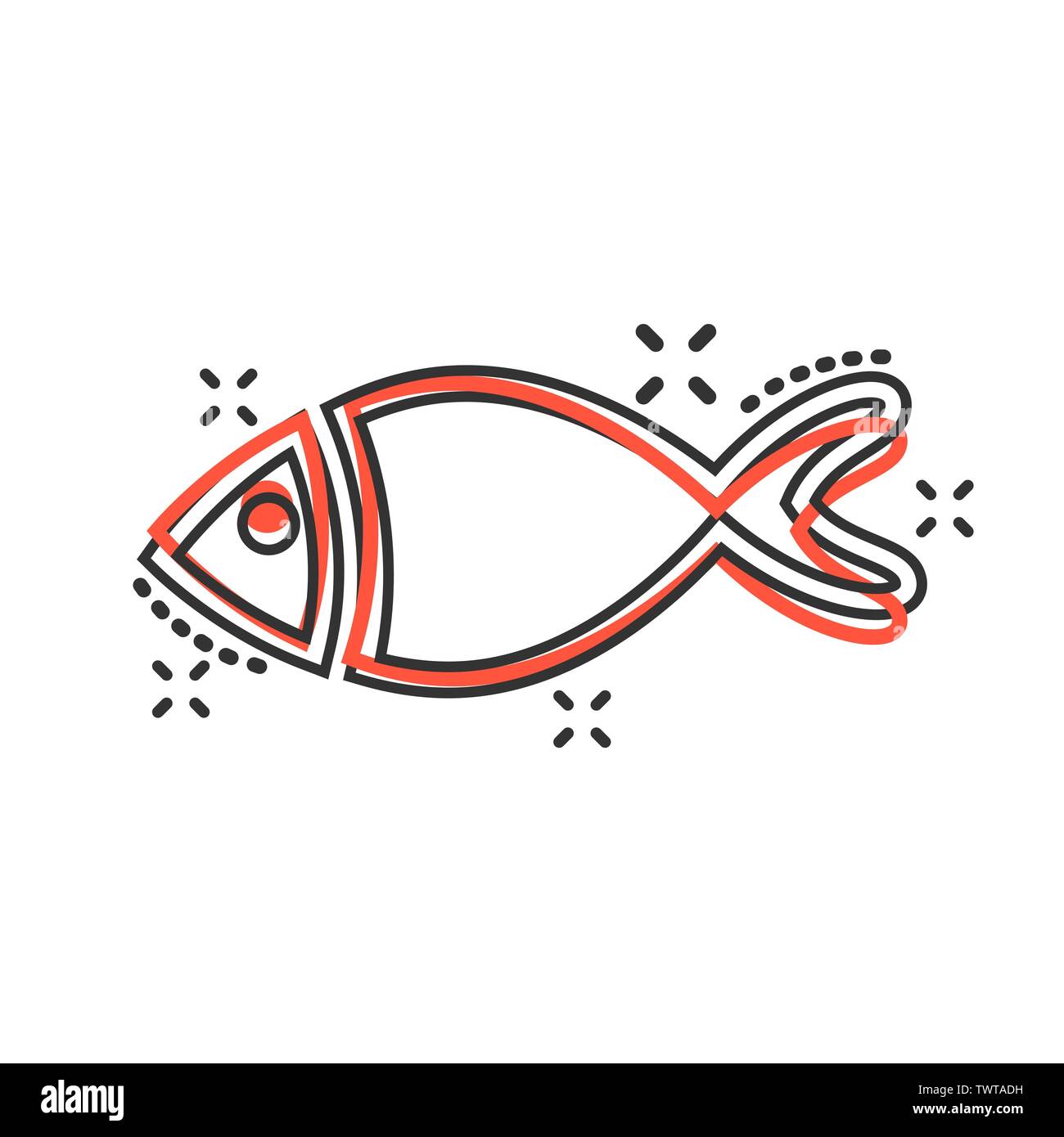 Fish sign icon in comic style. Goldfish vector cartoon illustration on ...