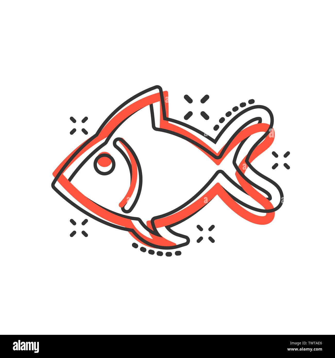 Fish sign icon in comic style. Goldfish vector cartoon illustration on ...