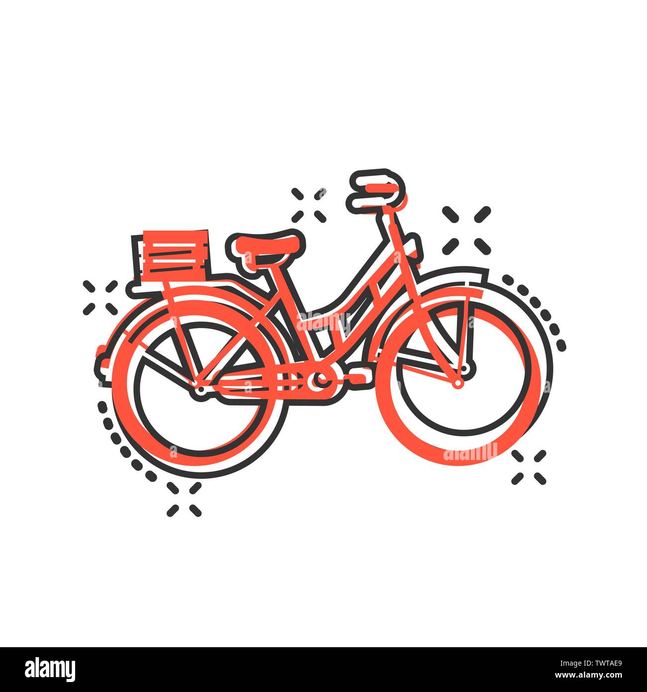 Bicycle sign icon in comic style. Bike vector cartoon illustration on ...