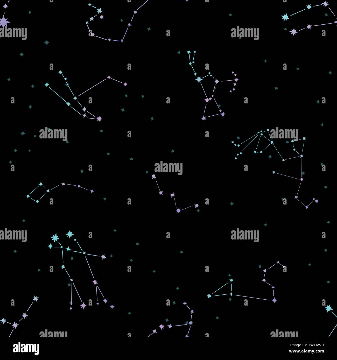 set of constellation seamles patterns with random stars Stock Photo - Alamy