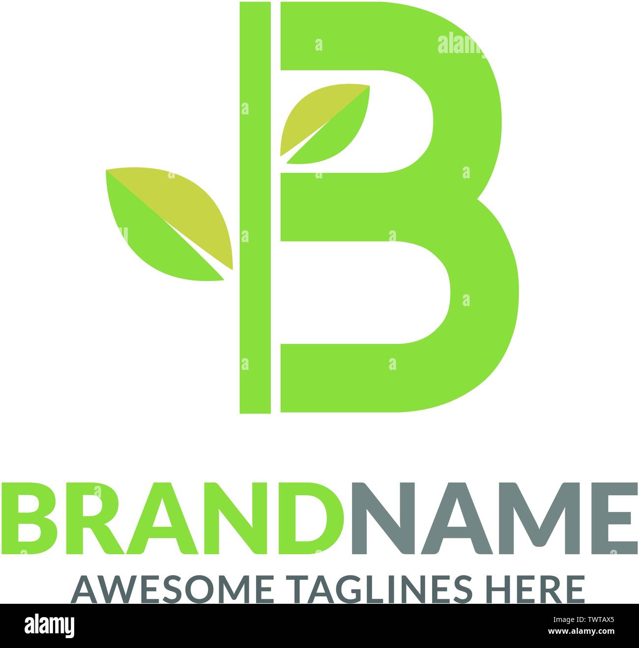 creative initial letter b with natural green leaf logo vector element ...