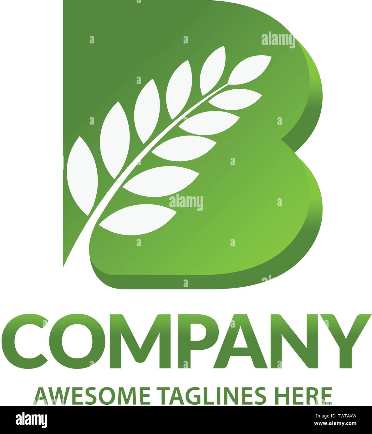 creative initial letter b with leaf logo vector concept element, letter ...