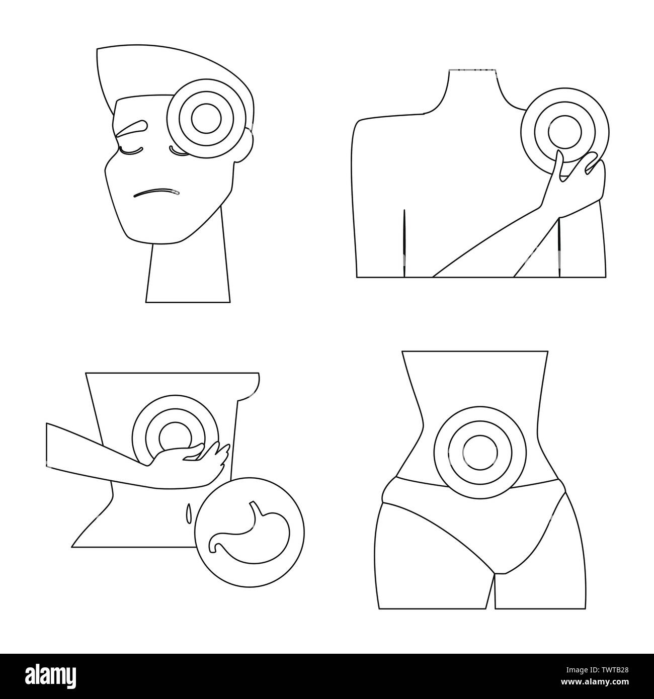 Isolated object of bone and inflammation logo. Set of bone and wound ...