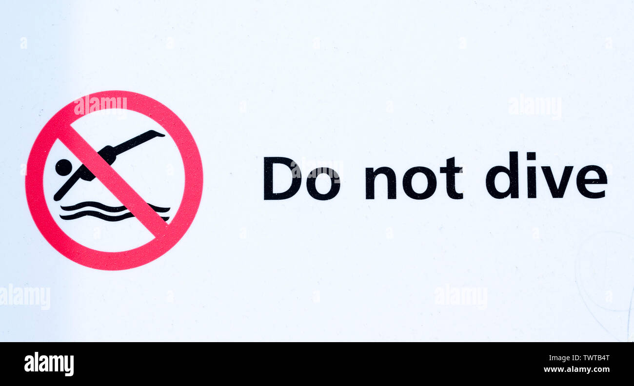 A do not dive here sign UK Stock Photo - Alamy