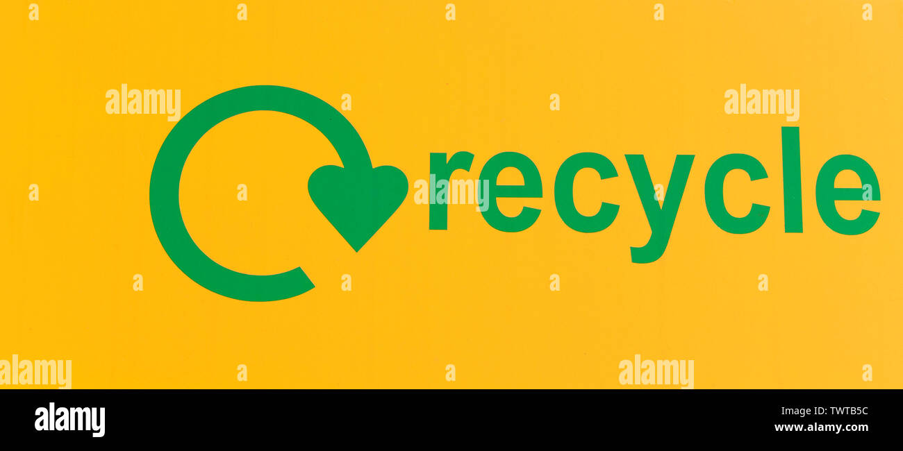 A sign for the recycle center in the UK Stock Photo - Alamy