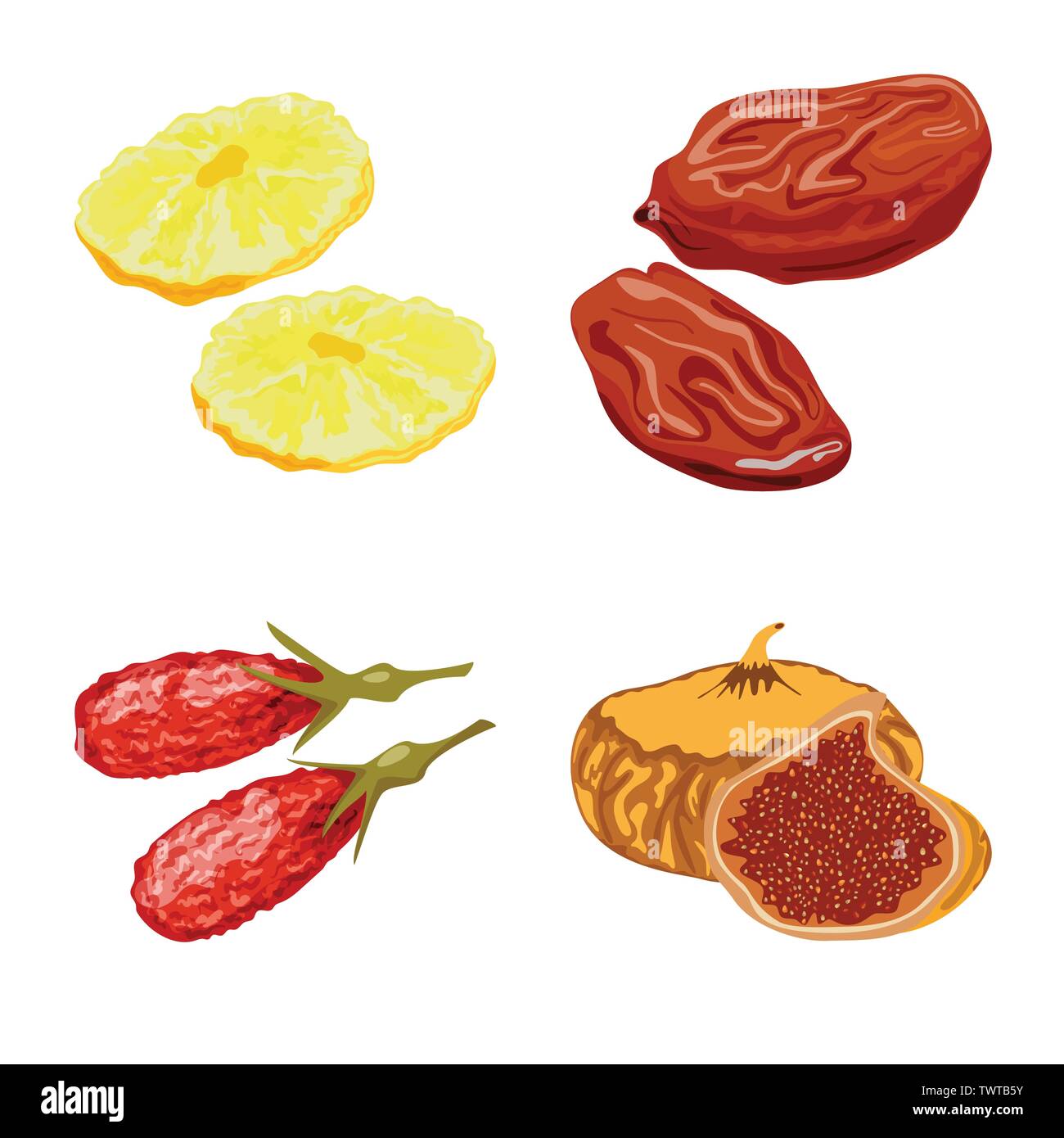 Vector design of fruit and dried icon. Set of fruit and food stock ...