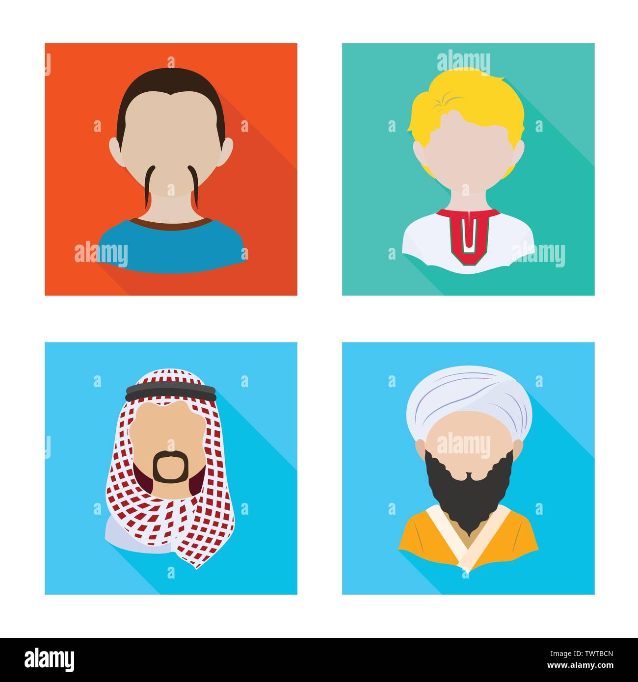 Vector illustration of nation and race sign. Set of nation and user ...