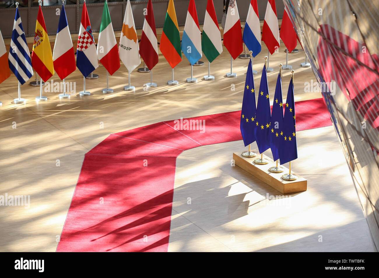 Brussels, Belgium – June 21, 2019: European Union flags swing in Europa ...