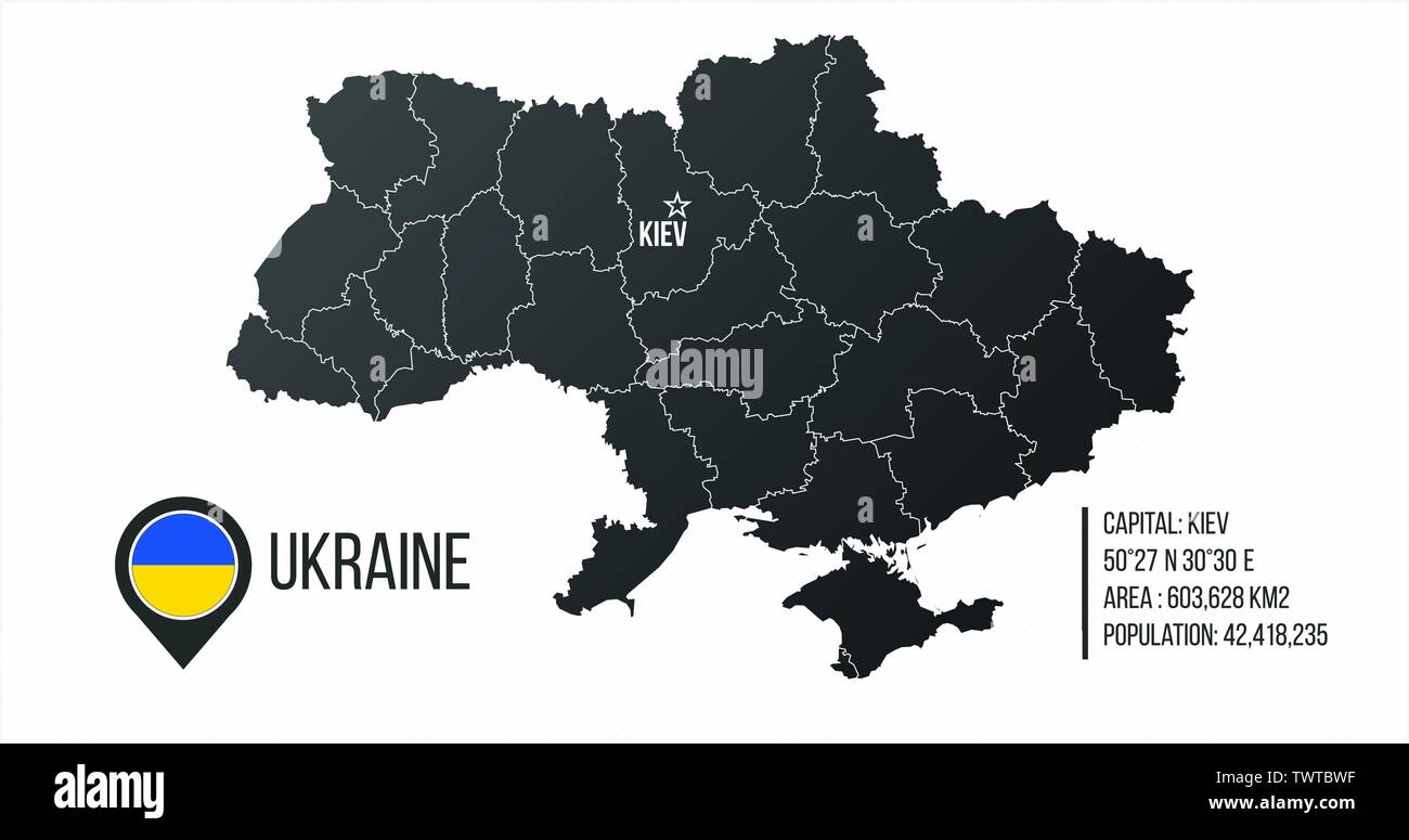 Ukraine map with general information. infographics with editable ...