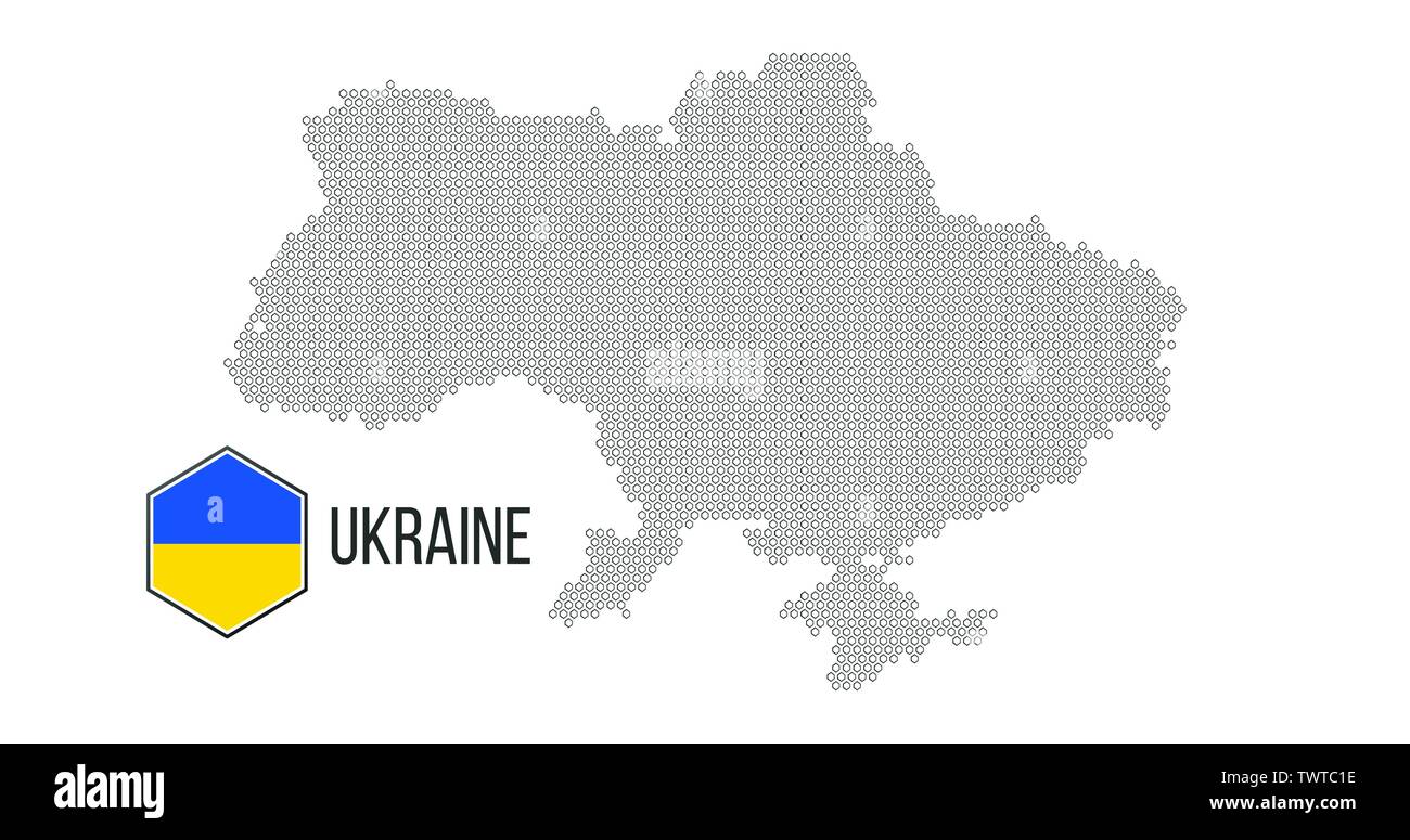 Ukraine country map made from abstract hexagon pattern, Vector ...