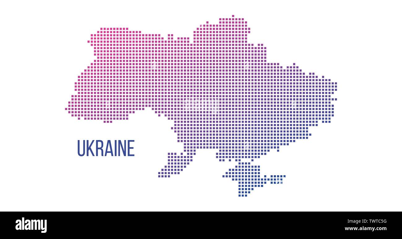 Ukraine country map made from abstract halftone square dot pattern ...