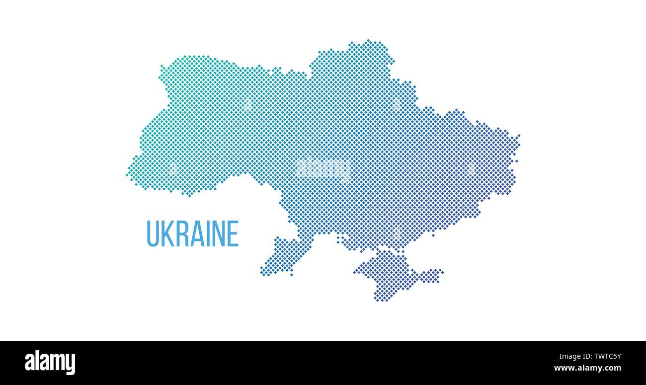 Ukraine country map made from abstract halftone square dot pattern ...
